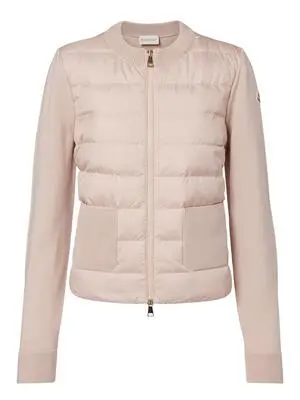 Moncler Down-paneled Virgin Wool Cardigan - Pink