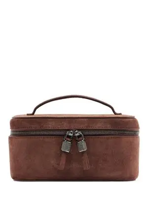 Brunello Cucinelli Mini Suede Vanity Bag - Brown
