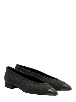 Loro Piana Rebecca Leather-trimmed Tweed Ballerina Flats - Multicoloured