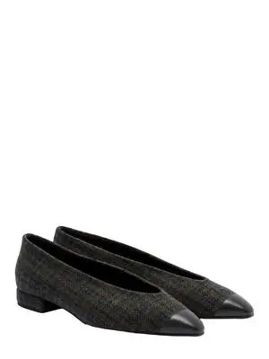 Loro Piana Rebecca Leather-Trimmed Tweed Ballerina Flats Multicoloured