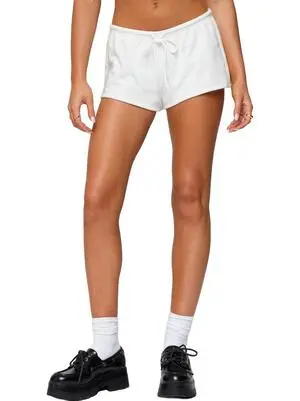 EDIKTED French Terry Drawstring Shorts - White