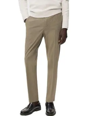 Mango Slim Fit Stretch Trousers - Khaki