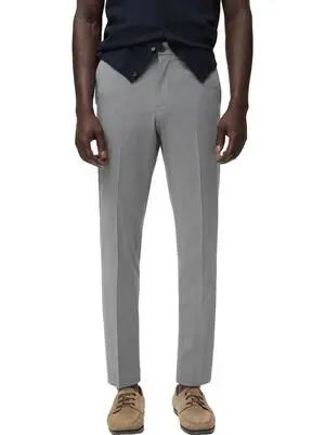 Mango Slim Fit Stretch Trousers - Light Heather Grey