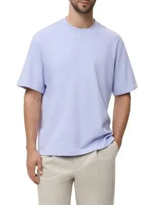Mango Relaxed Fit Solid Cotton T-shirt - Sky Blue