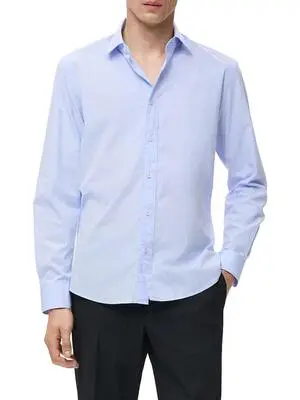 Mango Solid Regular Fit Button-up Shirt - Sky Blue