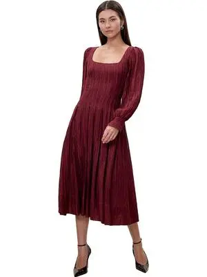 Rebecca Taylor Olivia Mid-Calf Length Dress Sangria