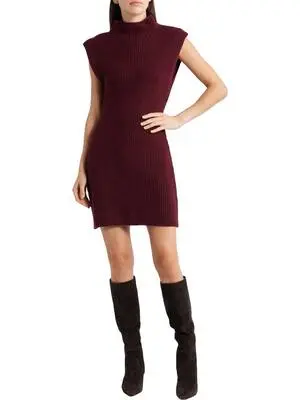 EN SAISON Nathalia Ribbed Sweater Dress - Burgundy