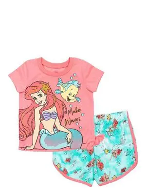 Disney Princess T-shirt & Shorts Set - Princess Ariel Pink Pink