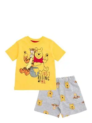 Disney Winnie The Pooh T-shirt & French Terry Shorts Set - Yellow