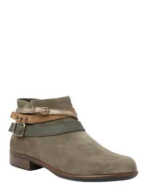 Naot Sumatra Buckled Booties - Hunter Green Suede/green
