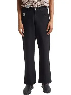 BODE Embroidered Denim Knolly Brook Trousers - Black