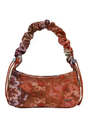 Desigual Floral Print Corduroy Handbag - Dark Orange
