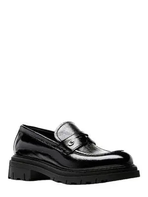 La Canadienne Doe Waterproof Platform Penny Loafer - Black Patent Leather