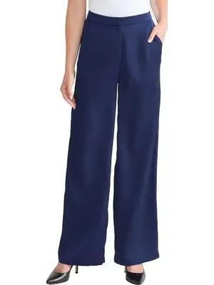 Misook X Lani Lynn Crêpe De Chine Wide-leg Pants - Moonlit Navy