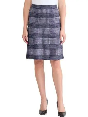 Misook Knit Tweed Pull-on Pencil Skirt - Lazuli Blu/sngra/blu Frost/blk