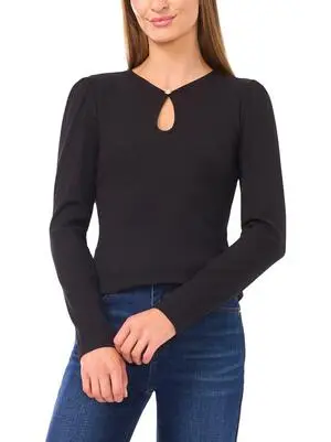 CECE DUPRAZ Keyhole Rib Top - Rich Black