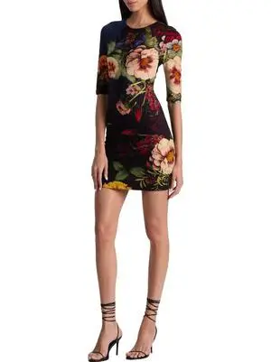 Alice + Olivia Delora Long Sleeve Mini Dress - Magic Garden Gradient