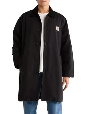 Carhartt Work In Progress Webster Cotton Canvas Coat - Black /black Rinsed