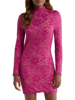 KILO BRAVA Long Sleeve Lace Minidress - Boysenberry