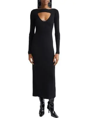 DIESEL® M-oloni Wool Ribbed Midi Sweater Dress - Black