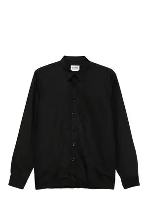 LES HOMMES Button-down Elasticated-hem Shirt - Black