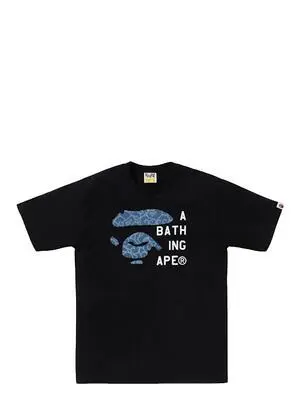 A BATHING APE Japanese Cloud Camo Face Tag Tee Shirt - Black