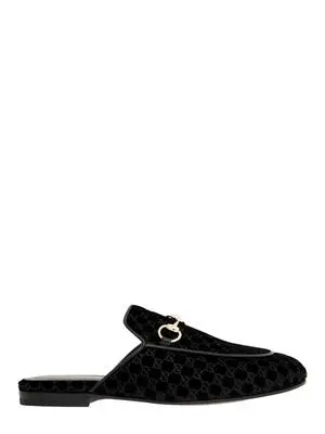 Gucci Princetown Velvet Slippers - Black
