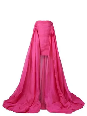 Carolina Herrera Strapless Cape-effect Pintucked Mini Dress - Pink