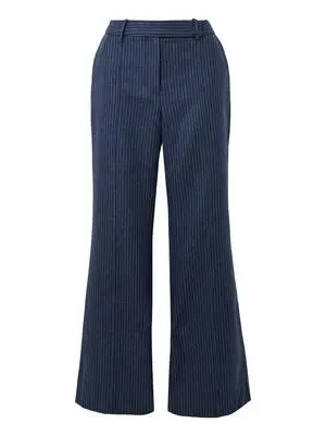 Cara Cara Tristan Pinstriped Wool-blend Flared Pants - Blue