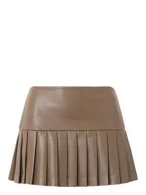 Norma Kamali Pleated Vegan Mini Skirt - Brown