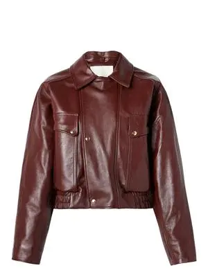 RÙADH The Haddow Cropped Leather Jacket - Burgundy