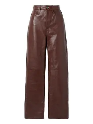 RÙADH Leather Straight-leg Pants - Burgundy