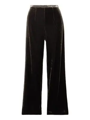 Le Kasha San Polo Velvet Wide-leg Pants - Brown