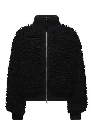 Moncler X Ee72 Edward Enninful Wool-blend Down Cardigan - Black