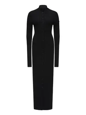 Moncler Wool Turtleneck Maxi Dress - Black