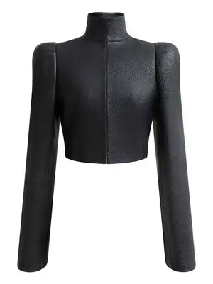 Alaïa Cropped Leather Jacket - Black