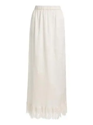FFORME Coralie Frayed Silk Maxi Skirt - White