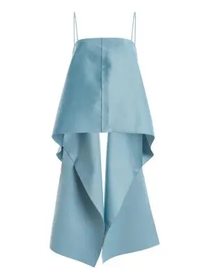 BY MALENE BIRGER Trinola Train-Detailed Sateen Top Light Blue