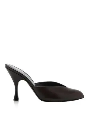 HERBERT LEVINE Sitting Pretty Leather Mules - Brown