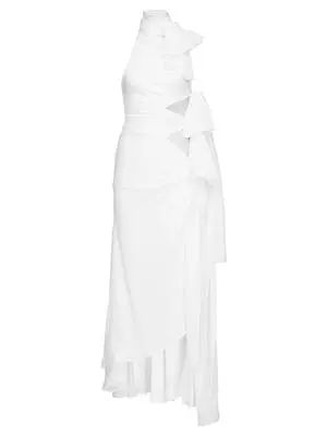 Alaïa Bow-detailed Asymmetric Midi Dress - White