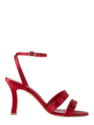 Manolo Blahnik Neusita 90 Satin Sandals - Red