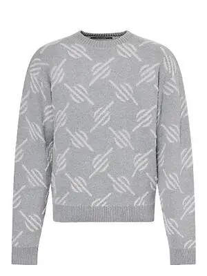DAILY PAPER Tevin Monogram Cotton-blend Knitted Jumper - Grey