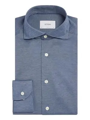 Eton Cotton Jersey Dress Shirt - Blue