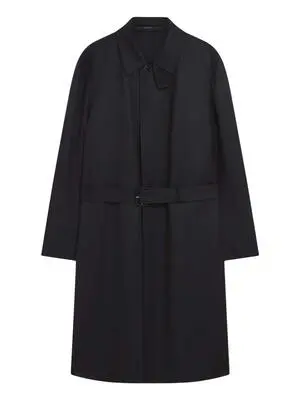 Dunhill Wool Super 180s Balmacaan Coat - Navy