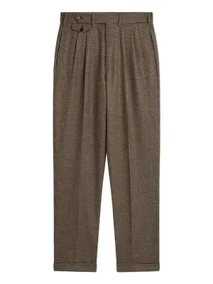 Dunhill Cashmere Houndstooth Pleated Trousers - Brown