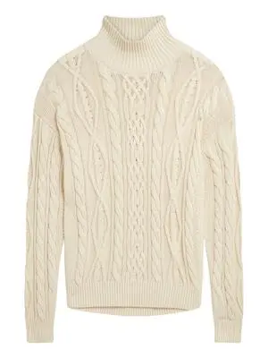 DUNHILL Cotton-Silk Aran Cable Knit Sweater