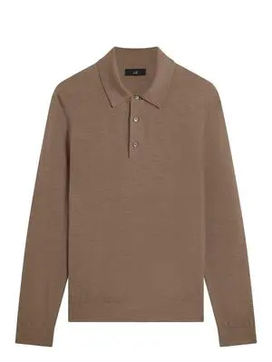 Dunhill Superfine Cashmere Long-sleeve Polo Shirt - Neutral