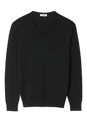 Sandro V-neck Long-sleeve Fine Wool Jumper - Black