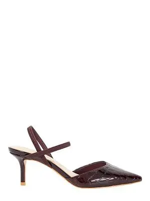 DUNE Leather Slingback Courts - Burgundy Croc Leather