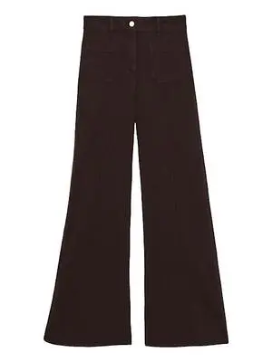 REISS Sakura Patch-pocket Flared-leg Stretch-denim Jeans - Burgundy